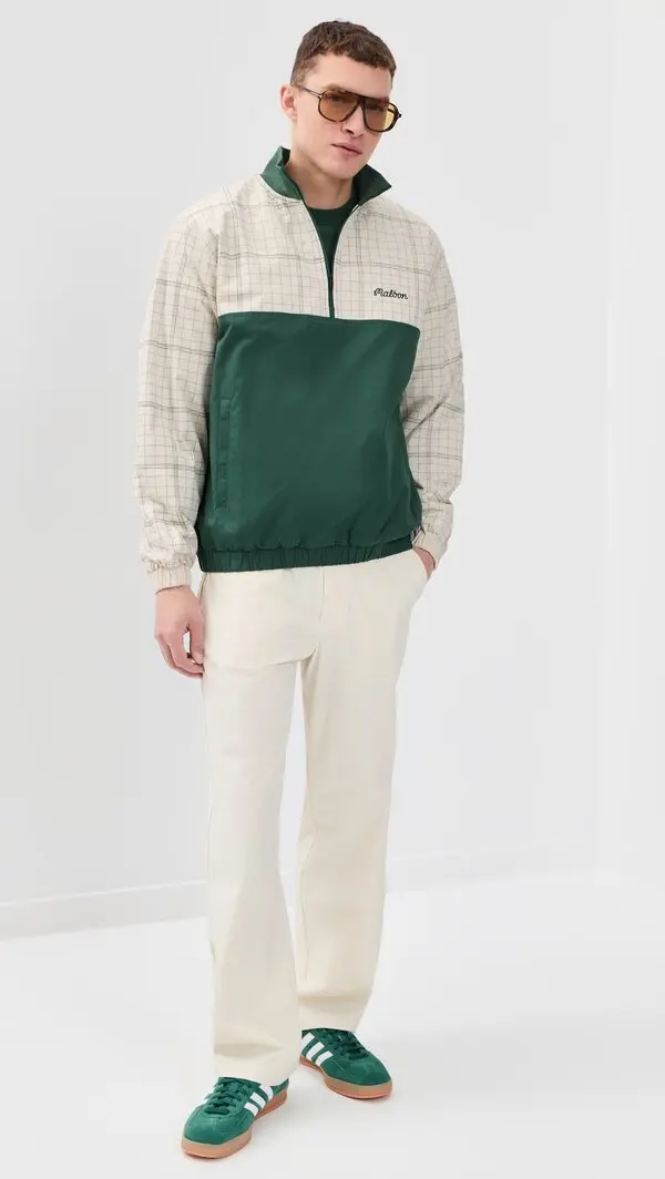 Malbon Spruce Quarter Zip Jacket - Hunter Green/Ivory | Editorialist